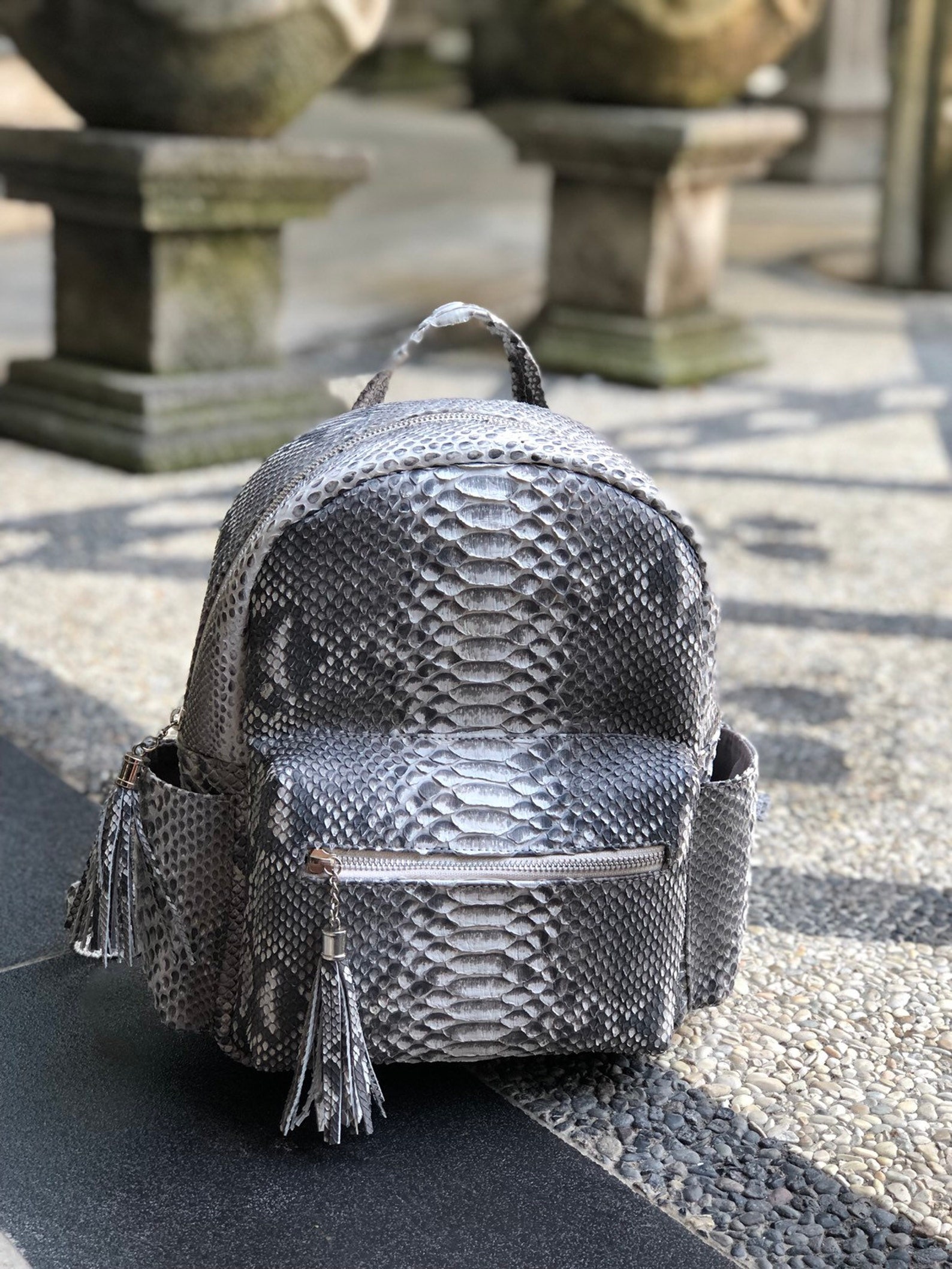 Genuine Python Skin Backpack Grey Woman Classy Elegant - Etsy