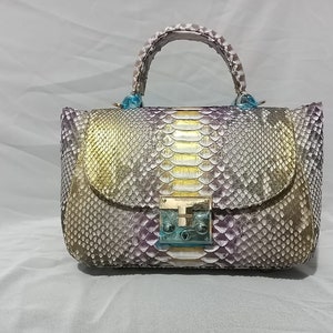 Genuine Python Top Handle Bag / Designer Bag / Exotic Leather Bag ...