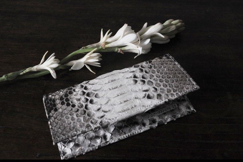 Genuine Python Skin Flat Unisex Gray Uncolored Wallet / Small - Etsy