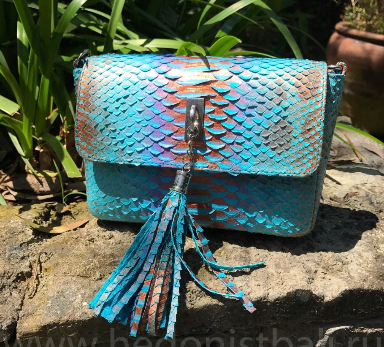 Genuine Python Skin Light Blue Summer Tassel Women Crossbody | Etsy