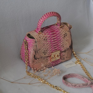 Genuine Python Top Handle Bag / Designer Bag / Exotic Leather Bag ...