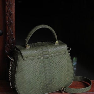 Genuine Python Top Handle Bag / Designer Bag / Exotic Leather Bag ...