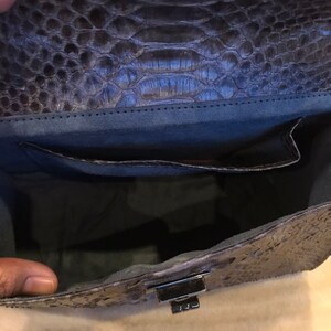 Top Handle Dark Grey Classy Genuine Python Skin Bag | Exotic Leather ...