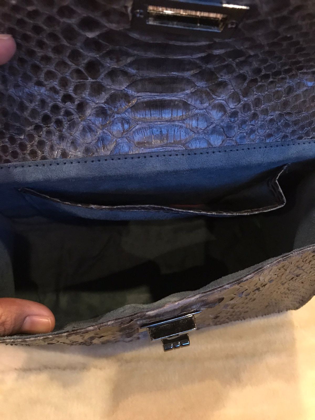 Top Handle Dark Grey Classy Genuine Python Skin Bag Exotic - Etsy