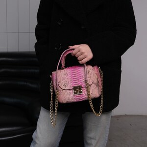 Genuine Python Top Handle Bag / Designer Bag / Exotic Leather Bag ...