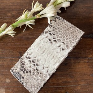 Genuine Python Skin Flat Unisex Gray Uncolored Wallet / Small Money ...
