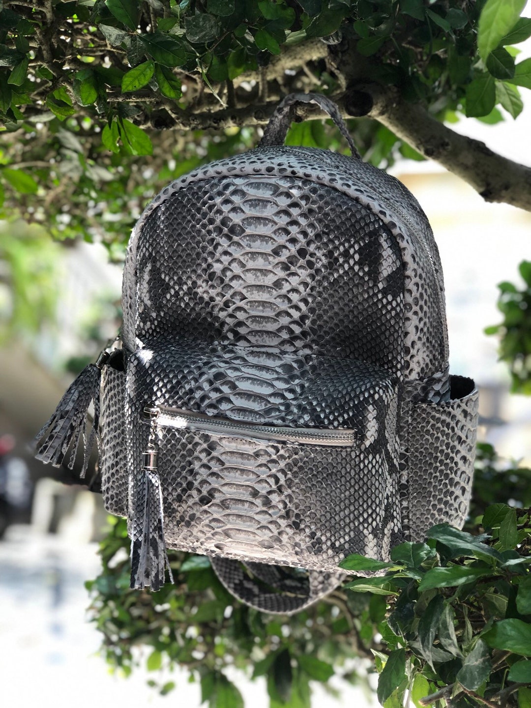 Genuine Python Skin Backpack Grey Woman Classy Elegant Backpack Leather ...