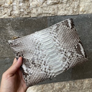 Genuine Python Skin Grey Cosmetic Bag/ Purse Insert Organizer/ Bag ...