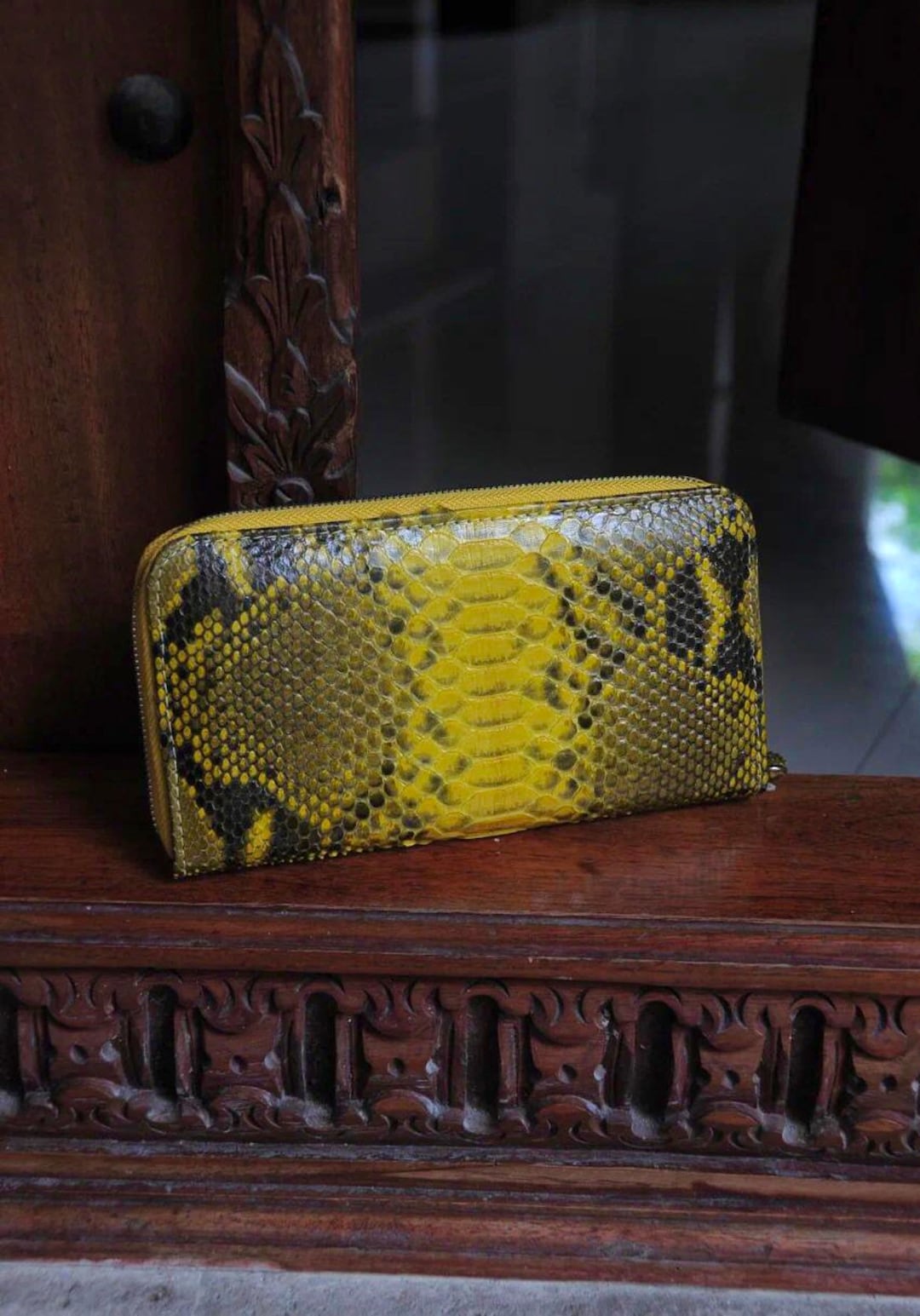 Wallet Genuine Python Skin Yellow Snake Color, Women Wallet, Leather ...