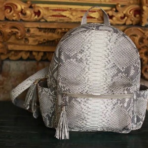 Genuine Python Skin Backpack Grey Woman Classy Elegant Backpack Leather ...