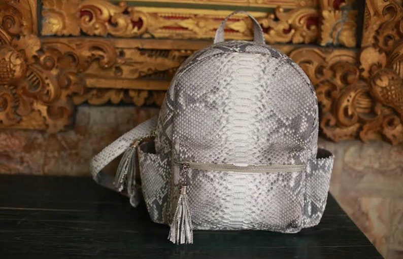 Genuine Python Skin Backpack Grey Woman Classy Elegant - Etsy
