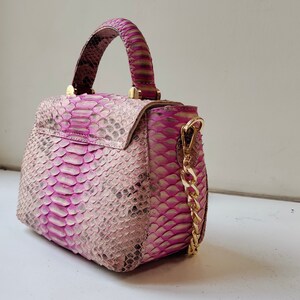 Genuine Python Top Handle Bag / Designer Bag / Exotic Leather Bag ...