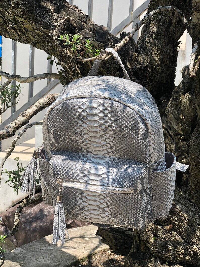 Genuine Python Skin Backpack Grey Woman Classy Elegant - Etsy