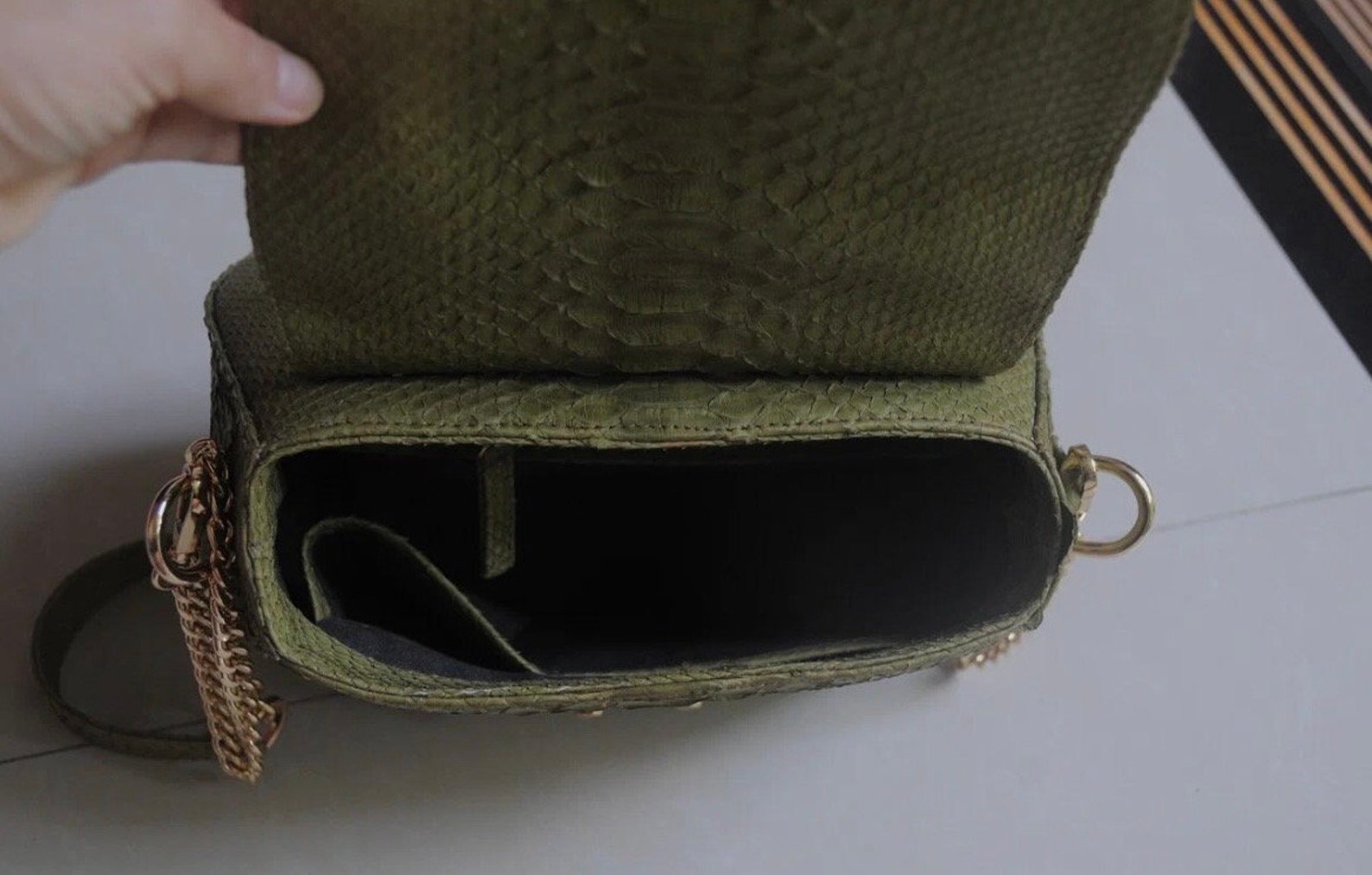 Genuine Python Top Handle Bag / Designer Bag / Exotic Leather Bag ...