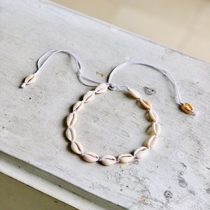 Shell Choker Necklace, Cowrie Chocker, White Shell Adjustable Necklace ...