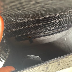 Top Handle Black Classy Genuine Python Skin Big Bag | Exotic Leather ...