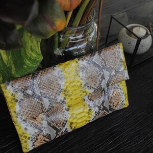 Genuine Python Skin Yellow and Brown Handmade Clutch, Classy Elegant ...