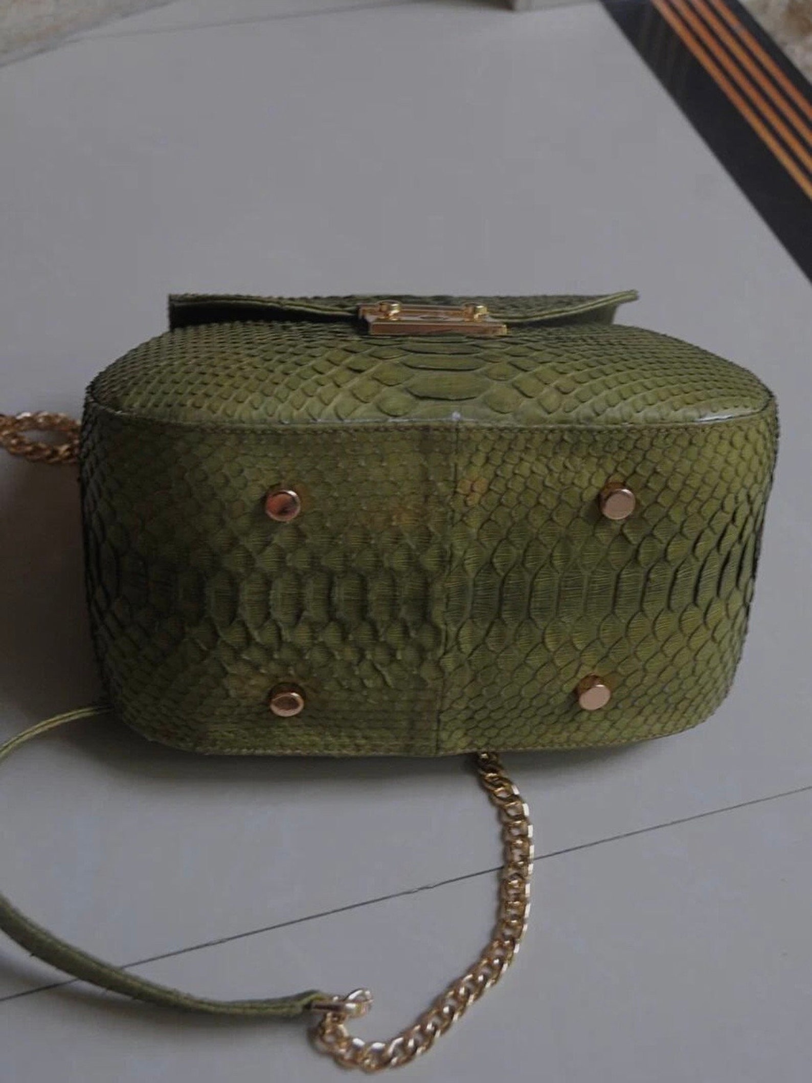 Genuine Python Top Handle Bag / Designer Bag / Exotic Leather Bag ...