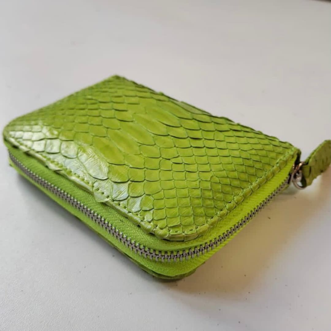 Genuine Python Skin Green Wallet | Small Wallet | Exotic Leather Wallet ...