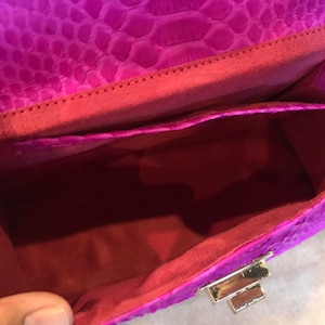 Top Handle Hot Pink Classy Genuine Python Skin Bag | Exotic Leather ...