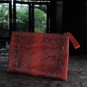 Genuine Pyton Skin Laptop Case Red Bag | Leather Computer Purse ...