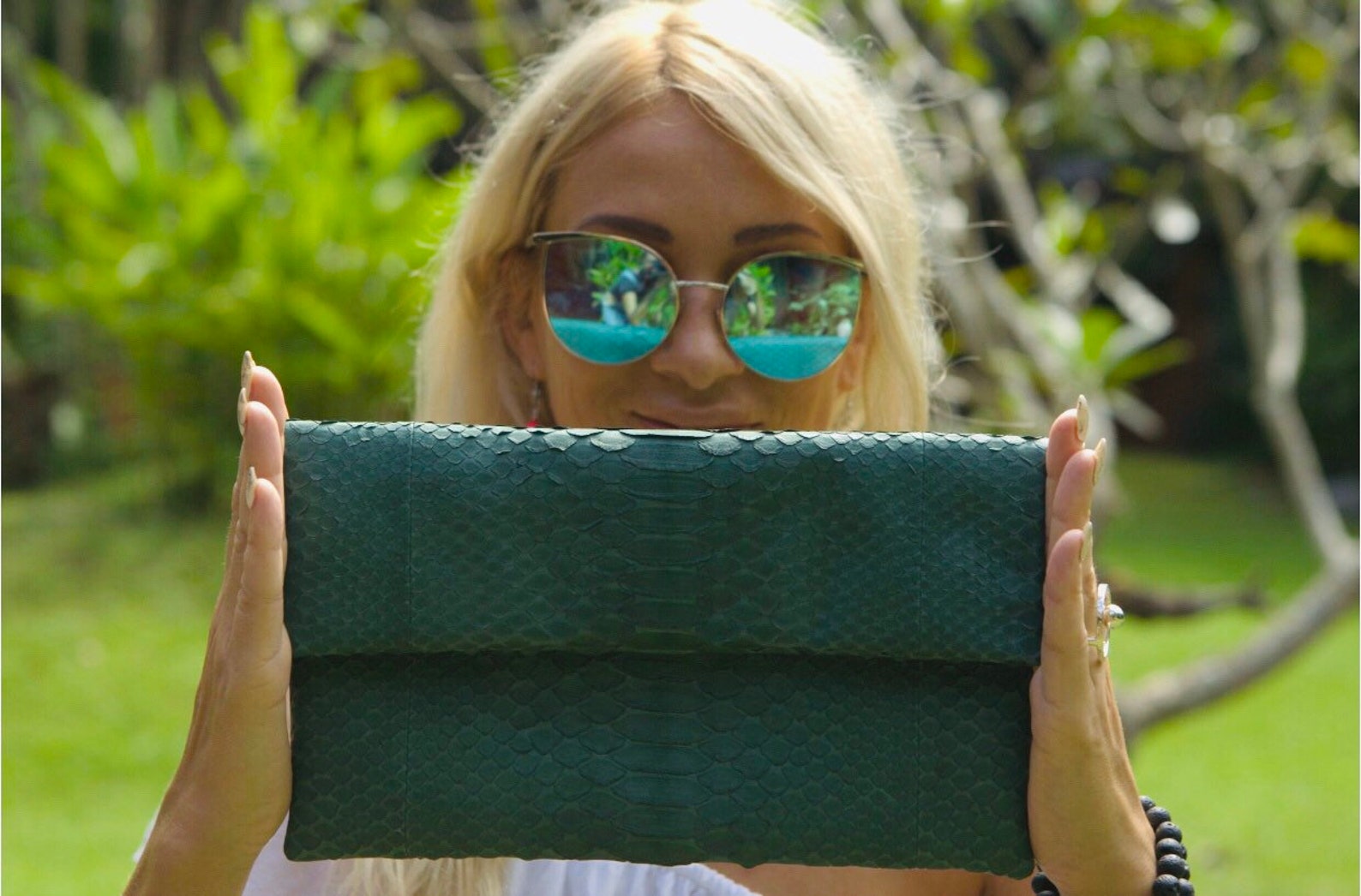 Genuine Python Skin Dark Green Envelope Clutch Classy | Etsy