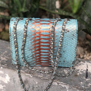 Small Shiny Genuine Python Skin Crossbody Bag | Designer Leather Bag ...