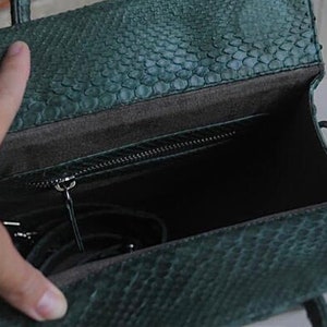 Top Handle Green Classy MORA Genuine Python Skin Bag | Exotic Leather ...