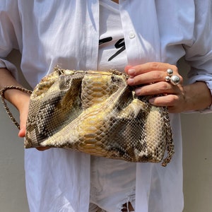 Genuine Python Skin Gold Pouch Bag Exotic Leather Bags - Etsy