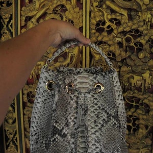 Genuine Python Skin Grey Bucket Crosshandle Bag/ Designer Women Purse ...