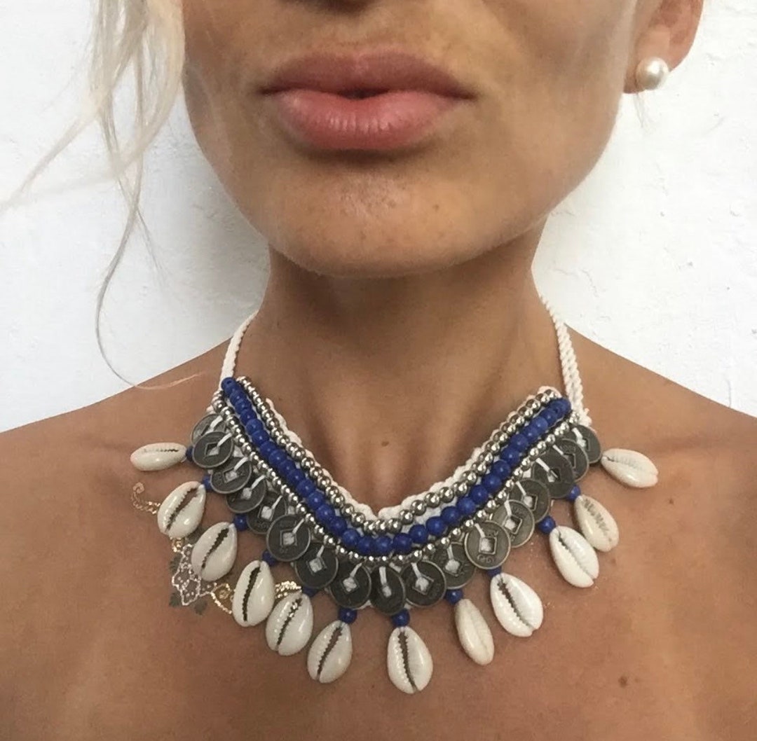 Tie Cowrie Shell Makrame Choker Boho Jewerly Hippie Coachella Necklace ...