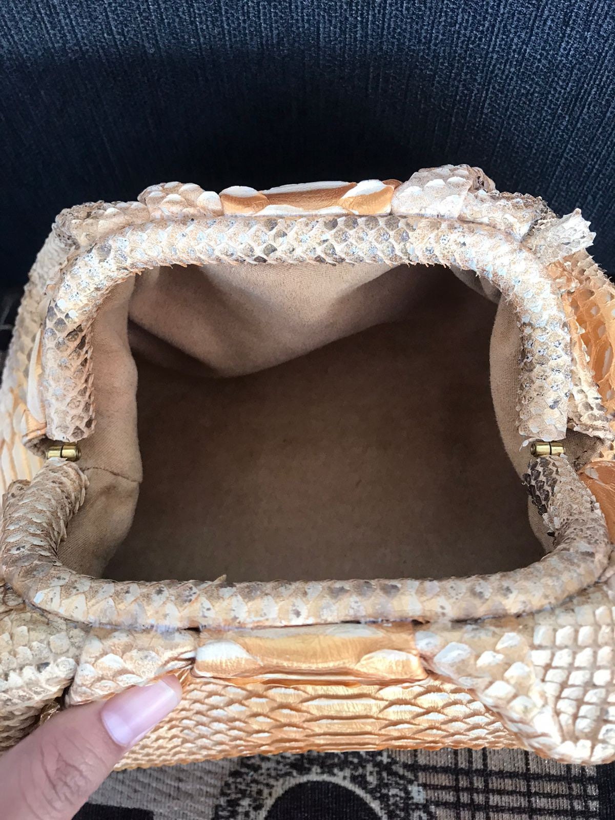 Genuine Python Skin Gold Pouch Bag Exotic Leather Bags - Etsy