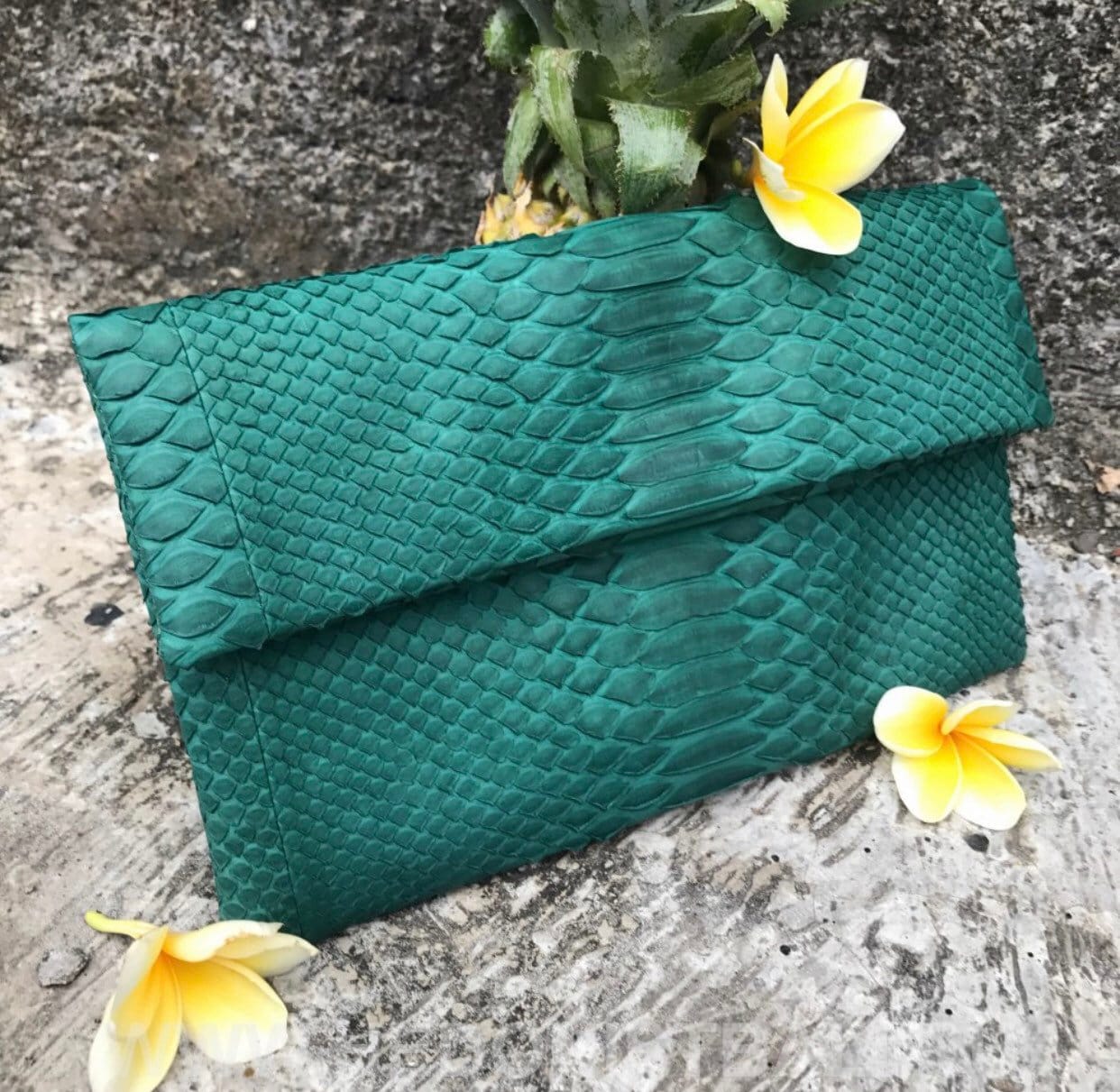 Genuine Python Skin Dark Green Envelope Clutch Classy | Etsy