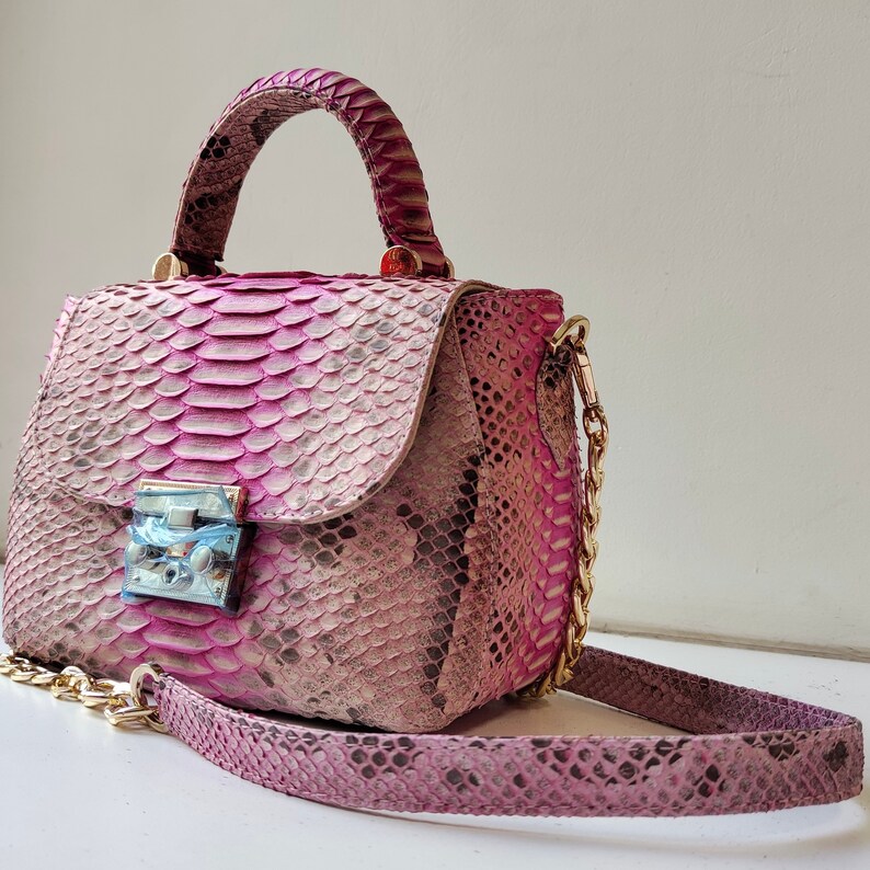 Genuine Python Top Handle Bag / Designer Bag / Exotic Leather | Etsy