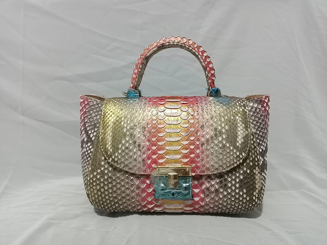 Genuine Python Top Handle Bag / Designer Bag / Exotic Leather - Etsy
