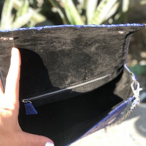 Genuine Python Skin Blue Crossbody Bag | Elegant Classy Leather Snake ...