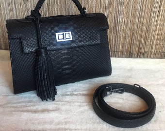 Genuine Python Top Handle Bag / Designer Bag / Exotic Leather - Etsy