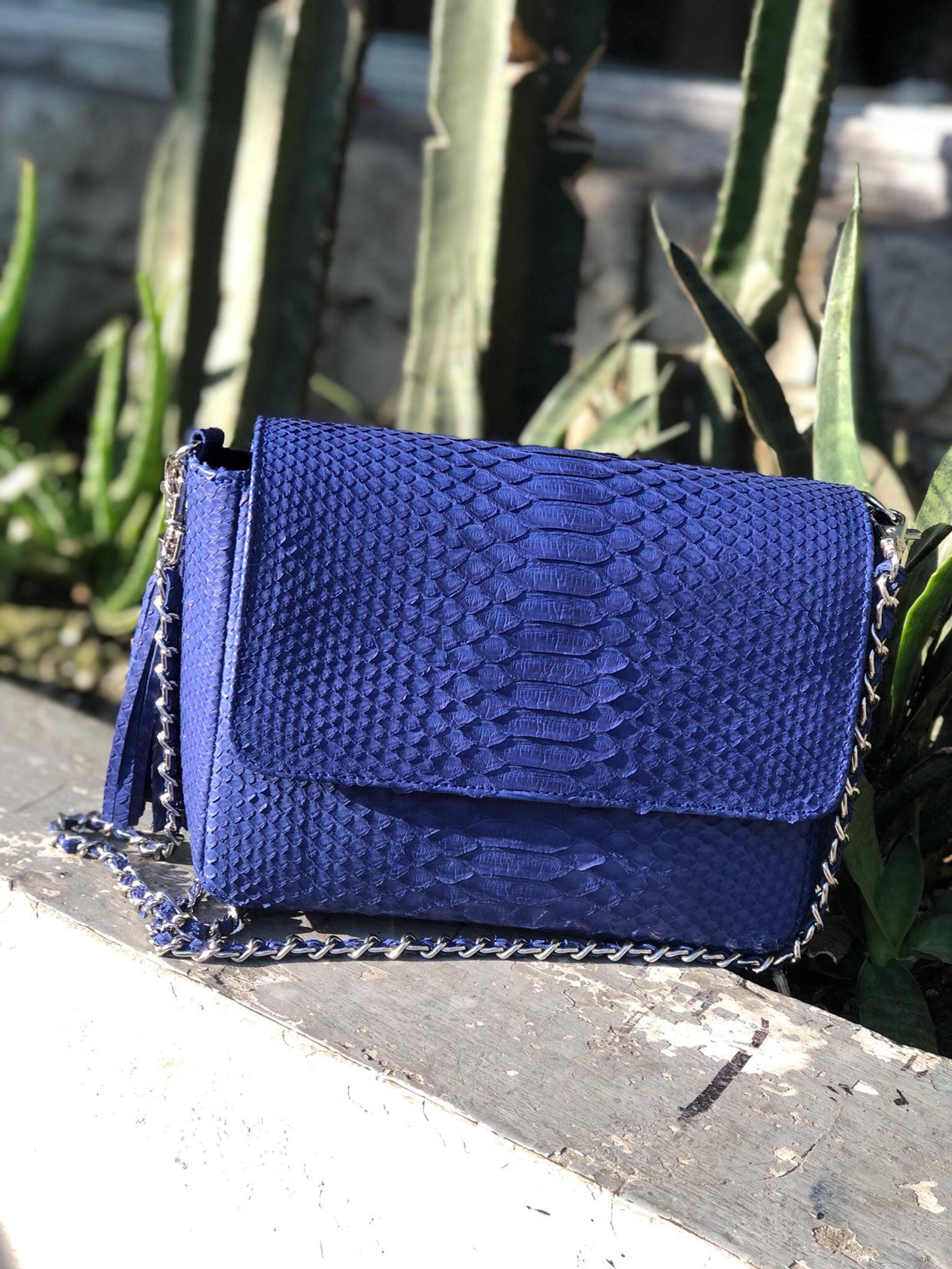 Genuine Python Skin Blue Crossbody Bag Elegant Classy - Etsy