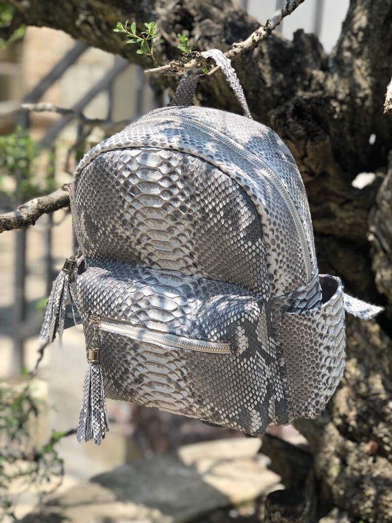 Genuine Python Skin Backpack Grey Woman Classy Elegant | Etsy