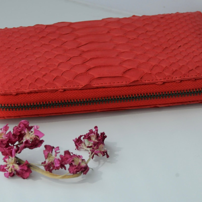 Red Leather Wallet - Etsy