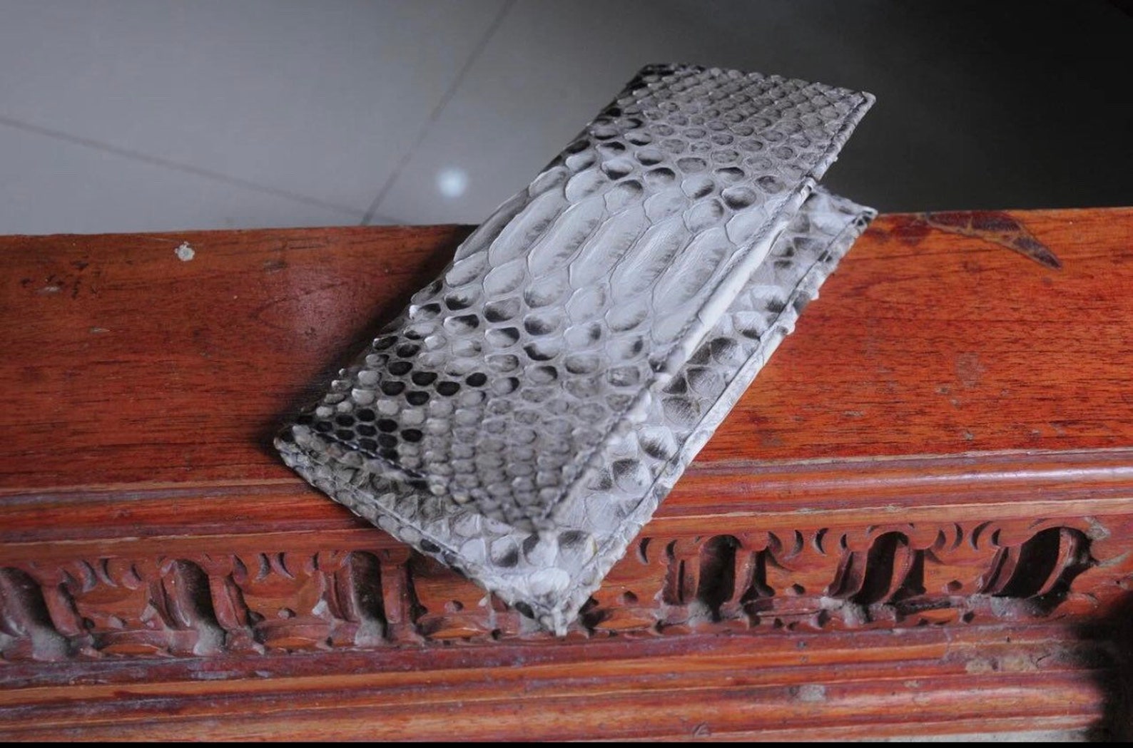 Genuine Python Skin Flat Unisex Gray Uncolored Wallet / Small - Etsy