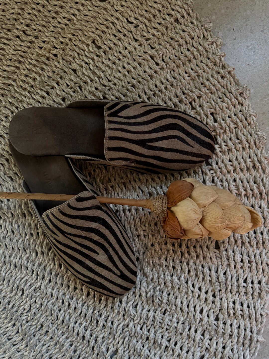 Genuine Fur and Suede Zebra Print Momen Mules | Handmade Shoes | Summer ...