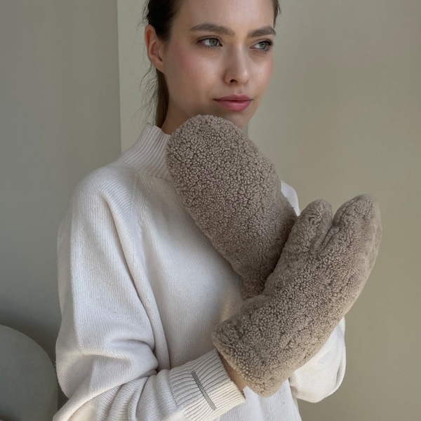 Shearling Mittens - Etsy UK