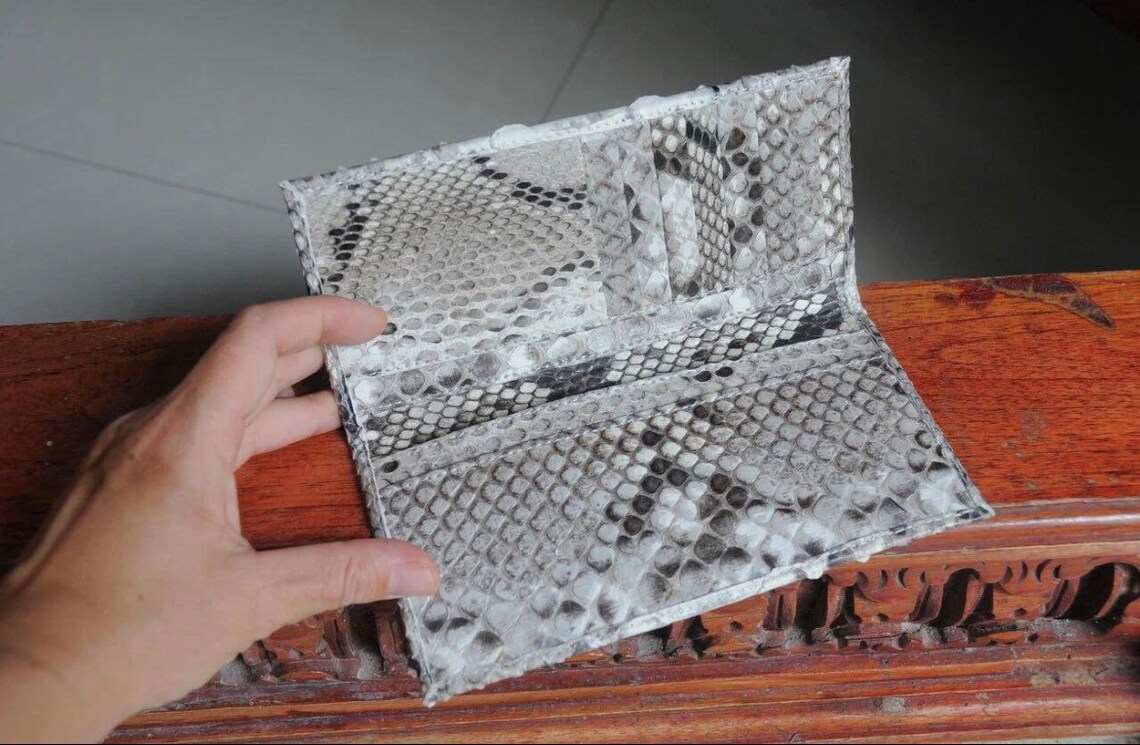 Genuine Python Skin Flat Unisex Gray Uncolored Wallet / Small - Etsy