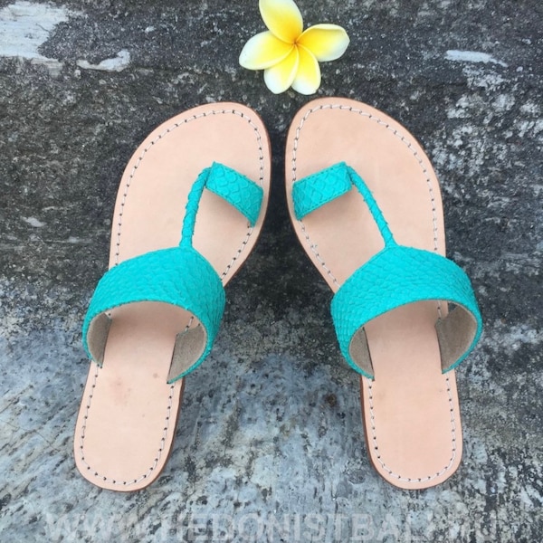 Turquoise Flat Sandals - Etsy