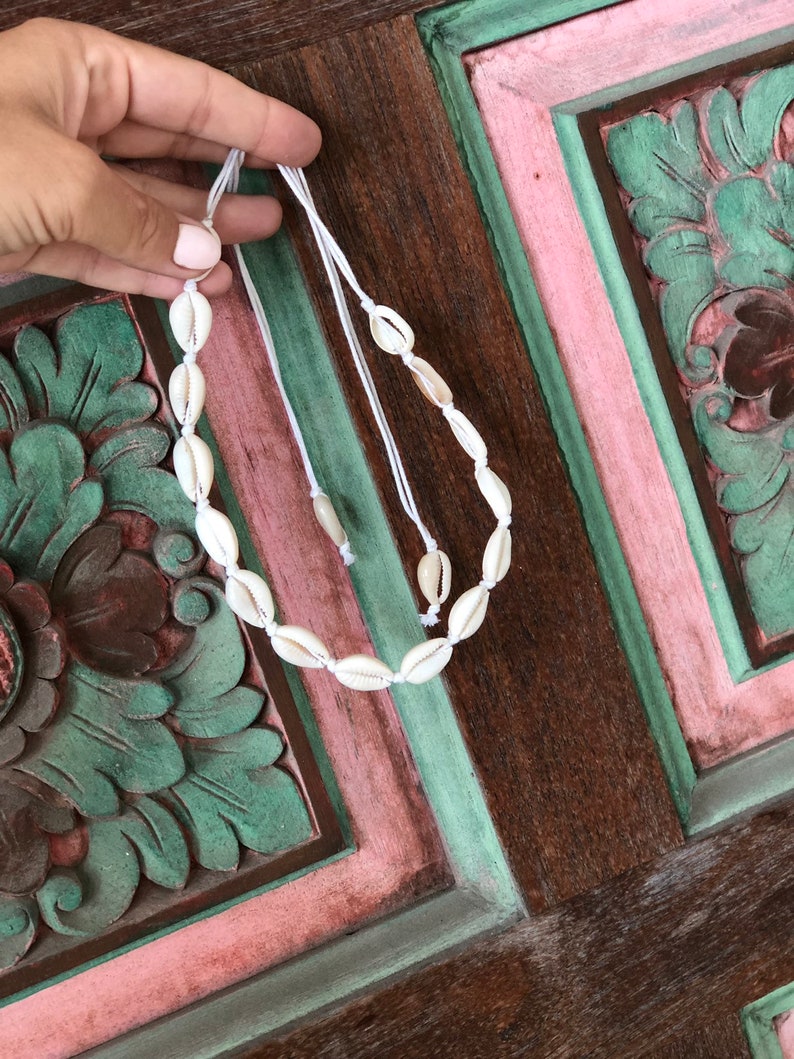 Shell Choker Necklace, Cowrie Chocker, White Shell Adjustable Necklace ...