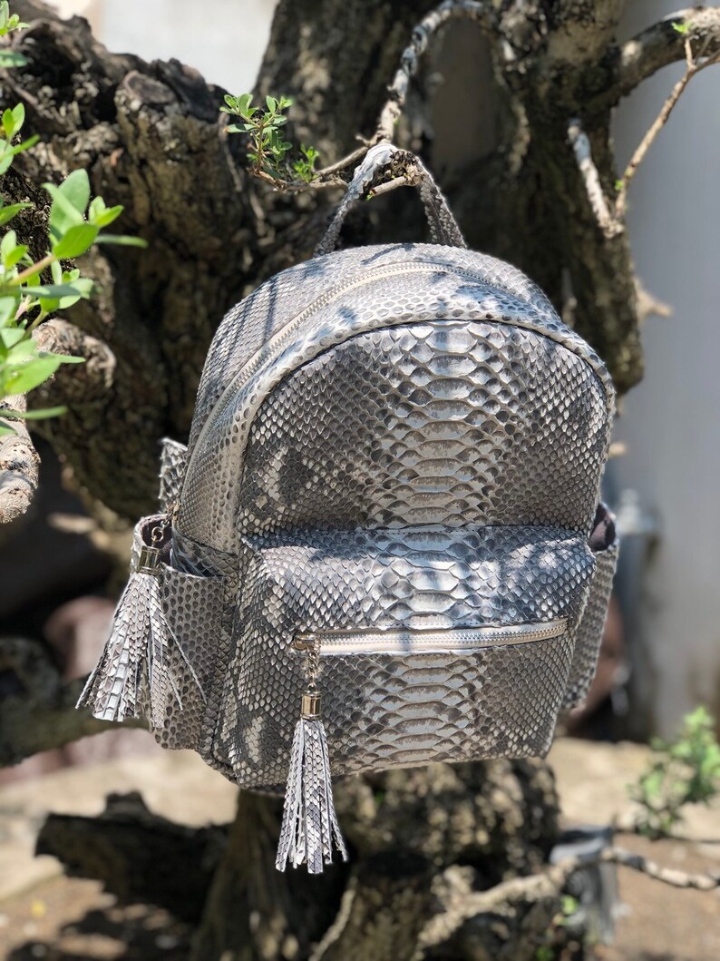 Genuine Python Skin Backpack Grey Woman Classy Elegant | Etsy