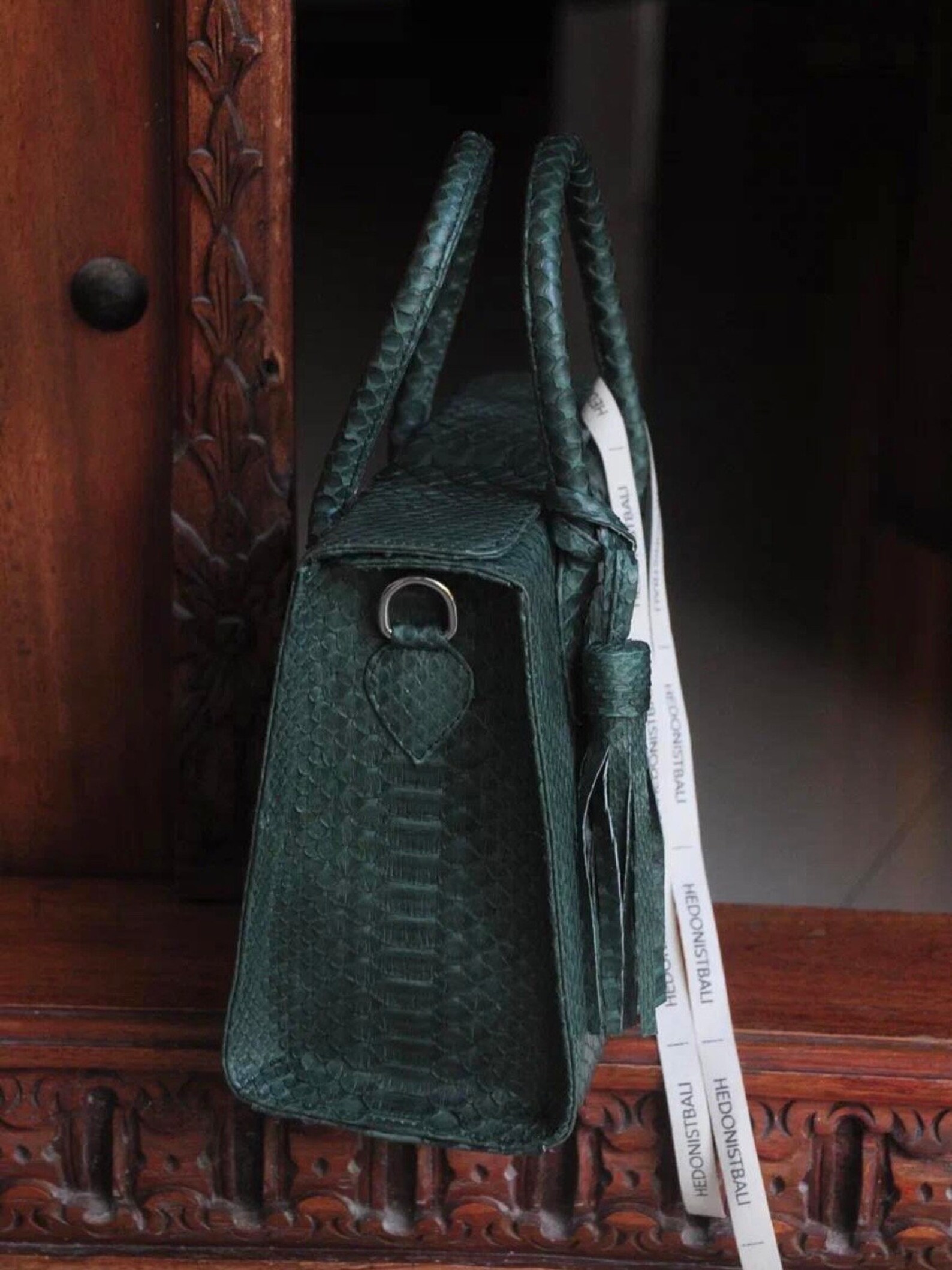 Top Handle Green Classy MORA Genuine Python Skin Bag Exotic Leather ...