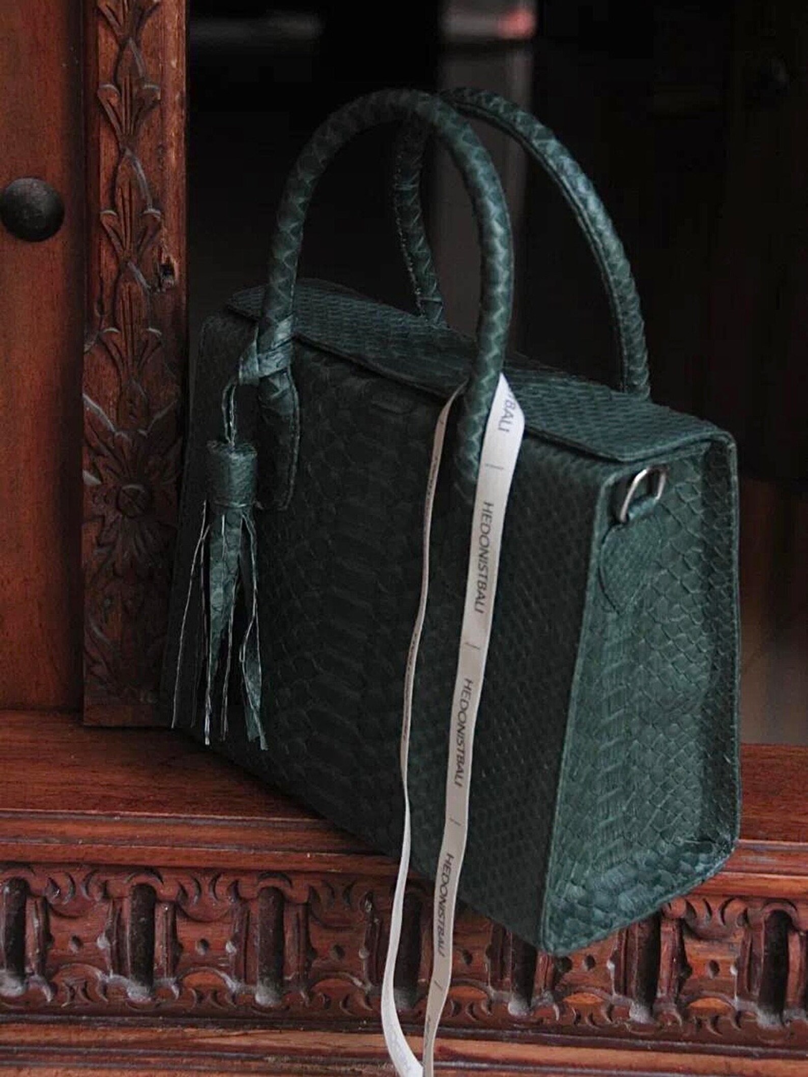 Top Handle Green Classy MORA Genuine Python Skin Bag Exotic Leather ...