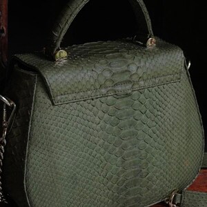 Genuine Python Top Handle Bag / Designer Bag / Exotic Leather Bag ...